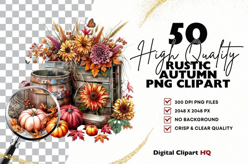 Rustic Autumn Clipart Bundle Watercolor Countryside Graphics Digital ...