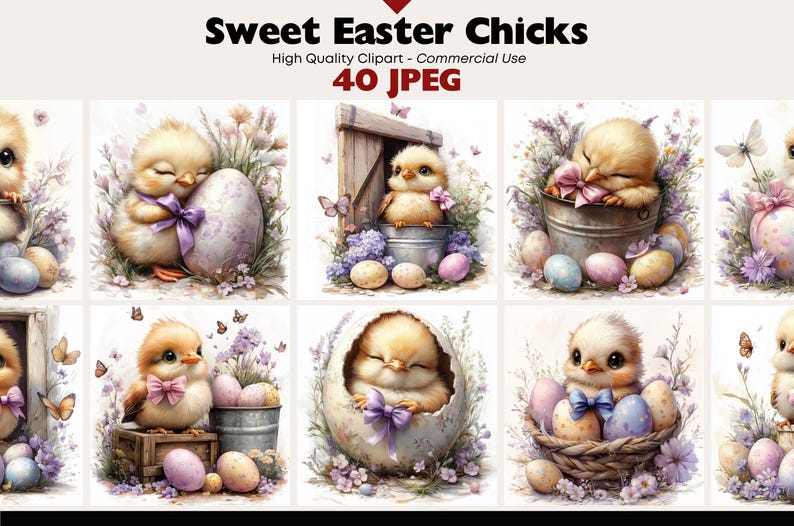 Easter Baby Chicks Clipart PNG JPEG, Spring Egg Chick Illustration ...