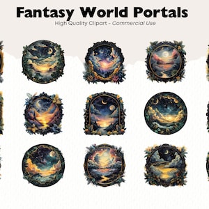 Fantasy World Clipart Bundle, Magical Land Watercolor, Fantasy Universe ...