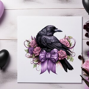 Purple Rose Raven Clip Art, Raven PNG, Corby PNG, Black Bird Clipart ...