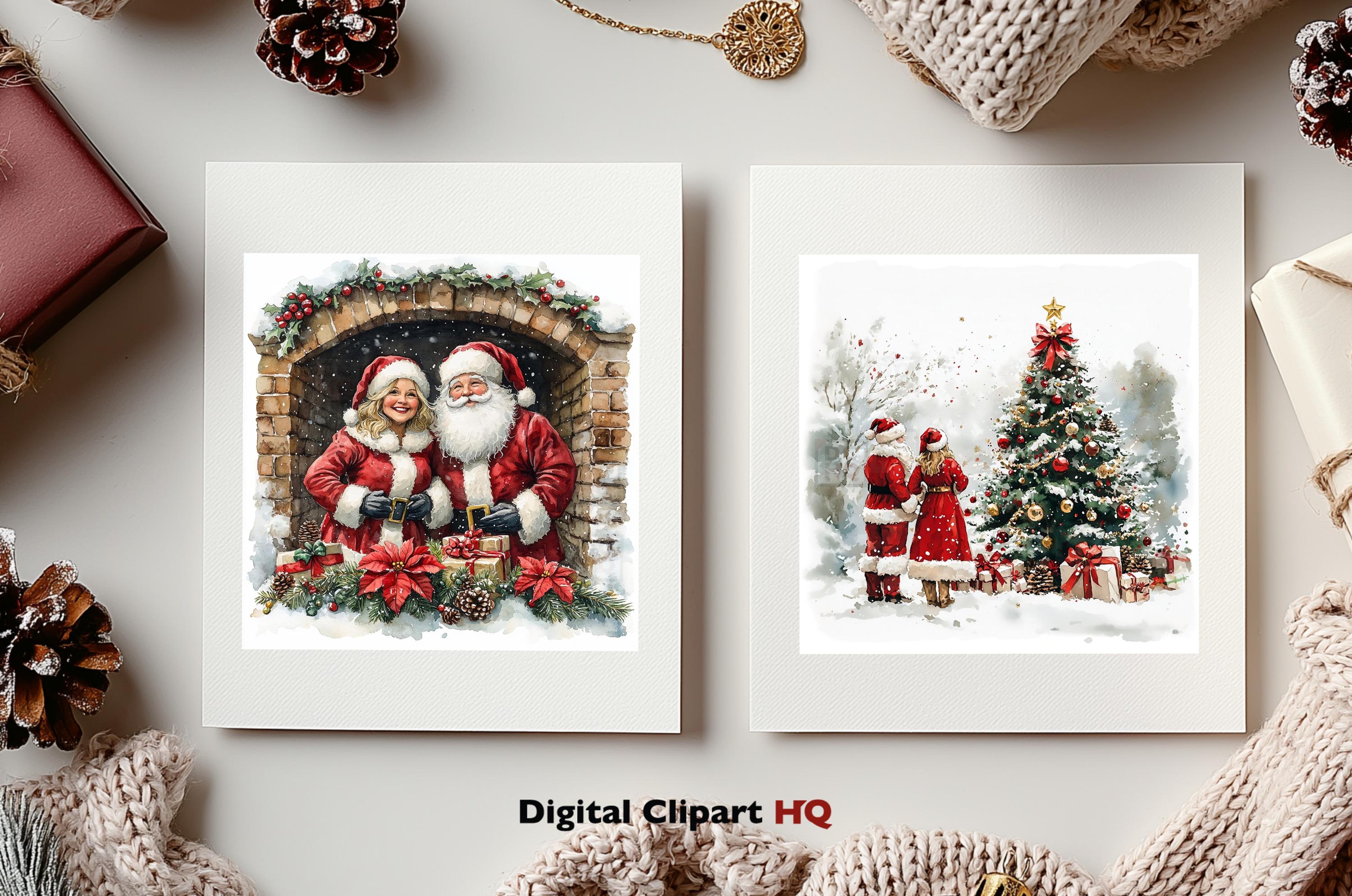 Santa Scenes Clipart Bundle Snowy Landscapes Graphics Digital Download ...