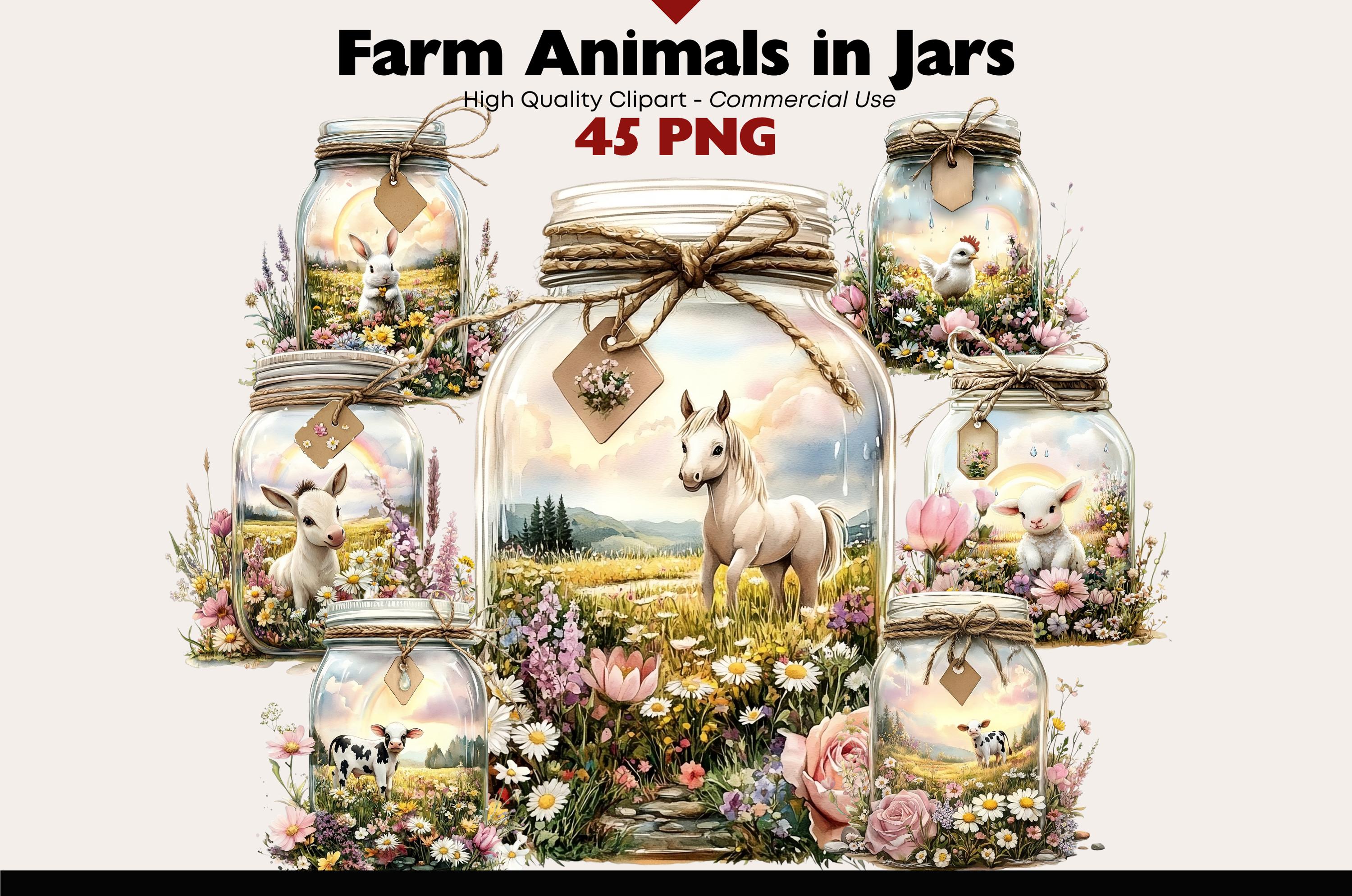 Farm Animals in Jars Clipart Bundle Spring Animal Digital Download PNG ...