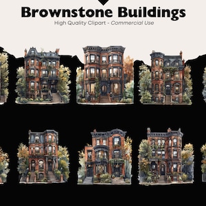 Brownstone Building Clipart Bundle Manhattan Apartment Buildings ...