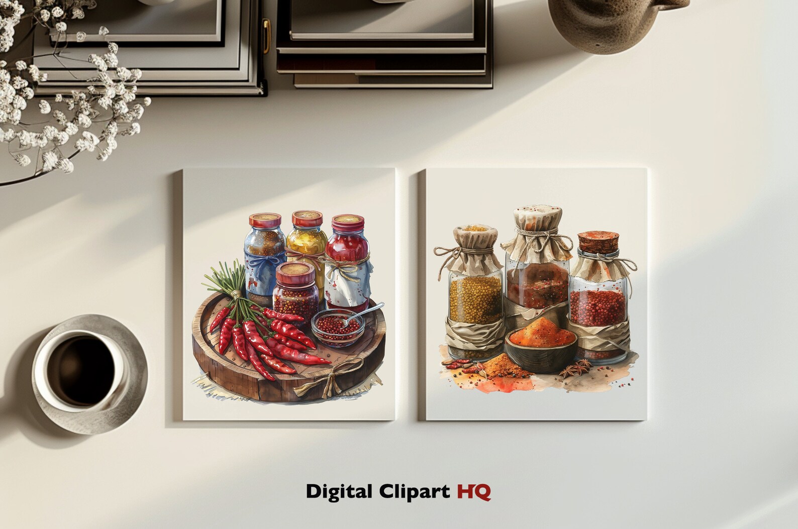 Kitchen Spices Clipart Bundle, Herbal Apothecary Watercolor, Fresh ...