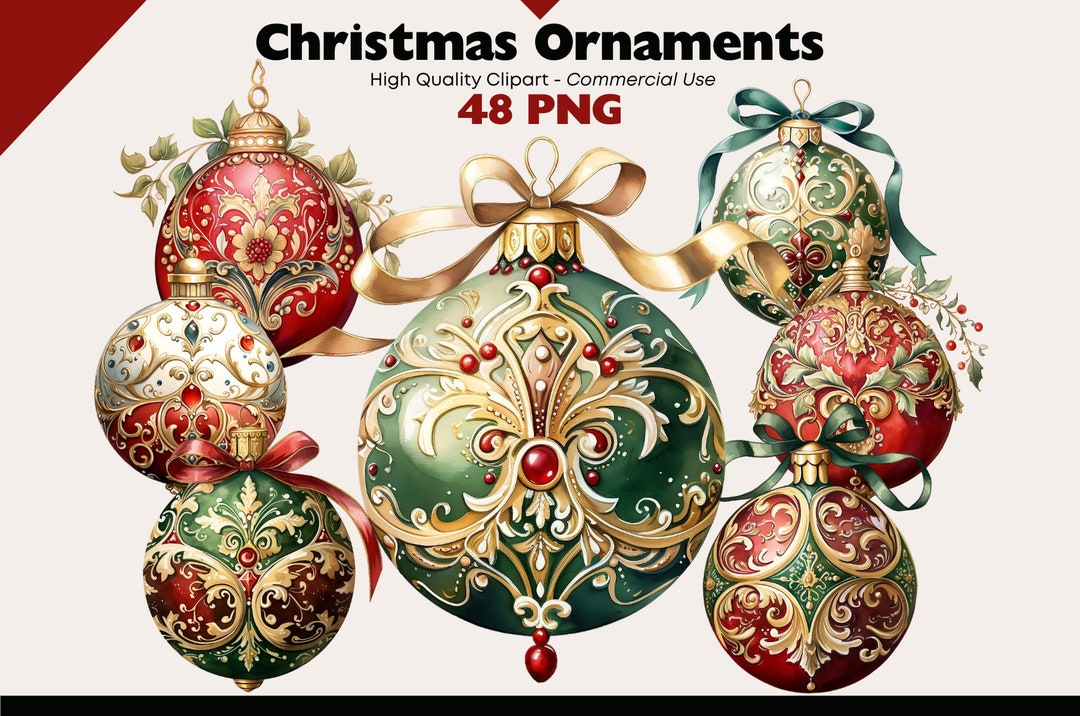 Christmas Ornaments Clipart Bundle, Christmas Bauble Ornaments ...
