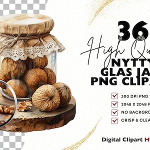 Mixed Nuts Clipart Bundle, Glass Jar Watercolor, Healthy Snacks ...