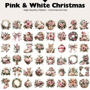 Pink Christmas Clipart Bundle | Holiday Season Clipart | Pink Winter ...