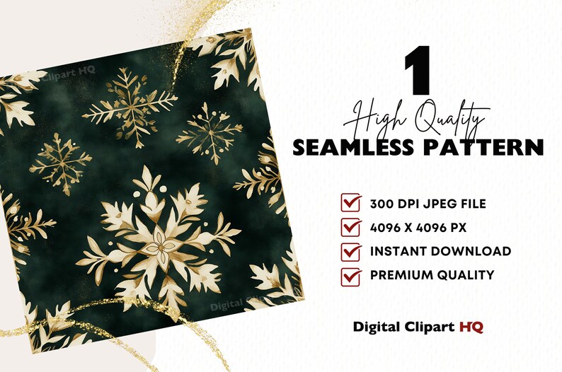 Classic Christmas Seamless Pattern JPEG Watercolor Digital Paper ...