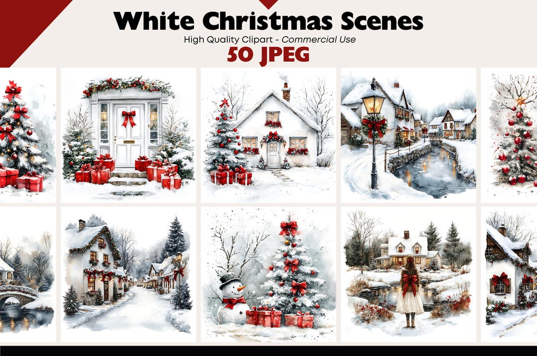Winter Scenes Clipart Bundle Snowy Landscapes Graphics Digital Download ...