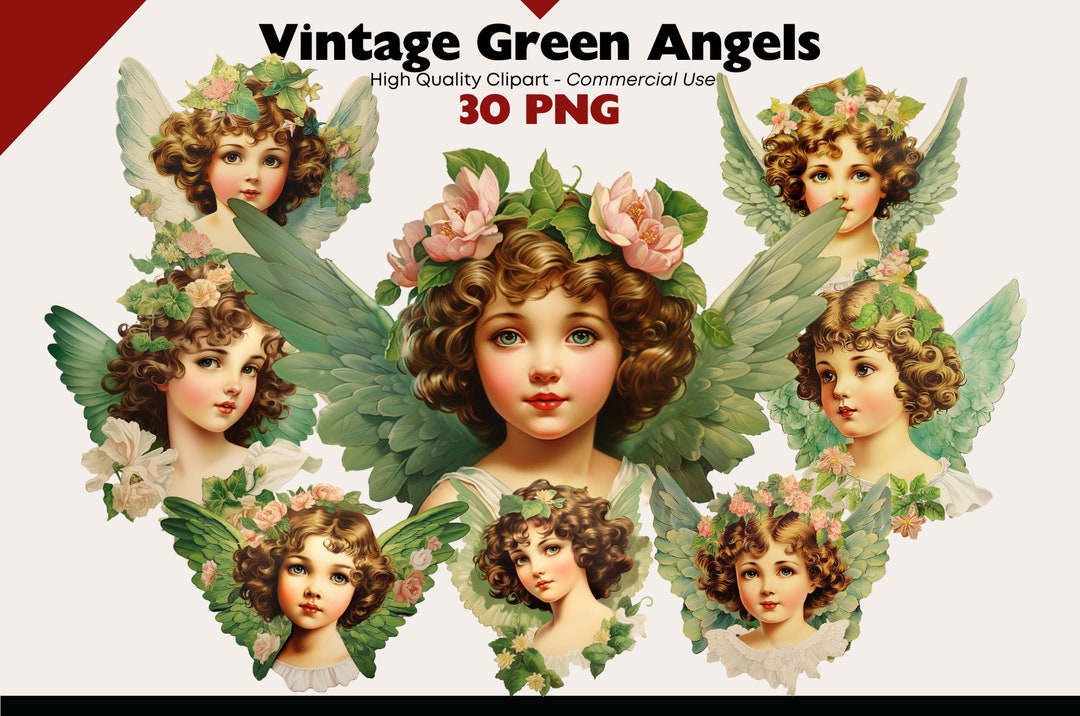 Vintage Angel Clipart, Classic Angel PNG Illustrations, Old-fashioned ...