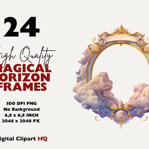 Magical Celestial Frame Clipart Bundle, Heavens Gate Watercolor ...