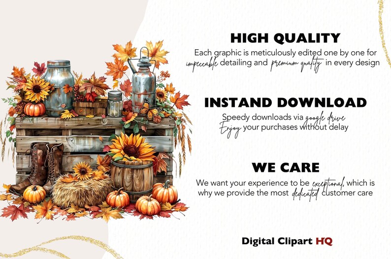 Rustic Autumn Clipart Bundle Watercolor Countryside Graphics Digital ...