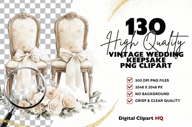 Vintage Wedding Clipart Bundle With Beautiful Bridal Keepsake PNG ...