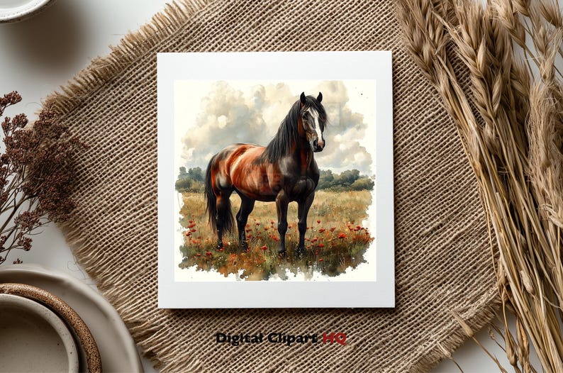 Wild Horses Clipart Bundle, Majestic Horse Landscape JPEG, Rustic ...