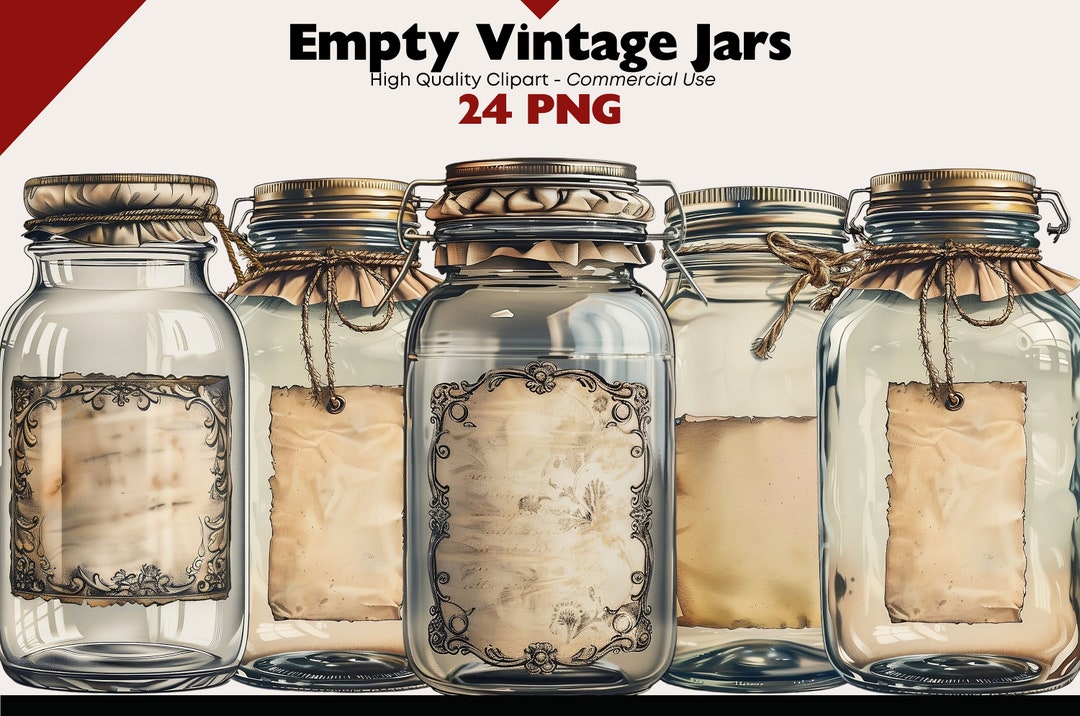 Vintage Jar Clipart Bundle Graphics Empty Jar PNG Watercolor Kitchen ...