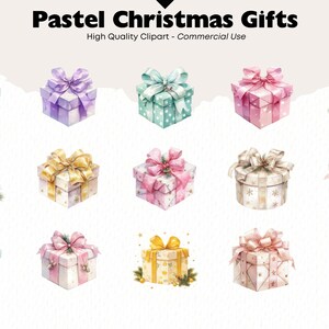 Pastel Christmas Gifts Clipart Bundle Traditional Winter Graphics ...