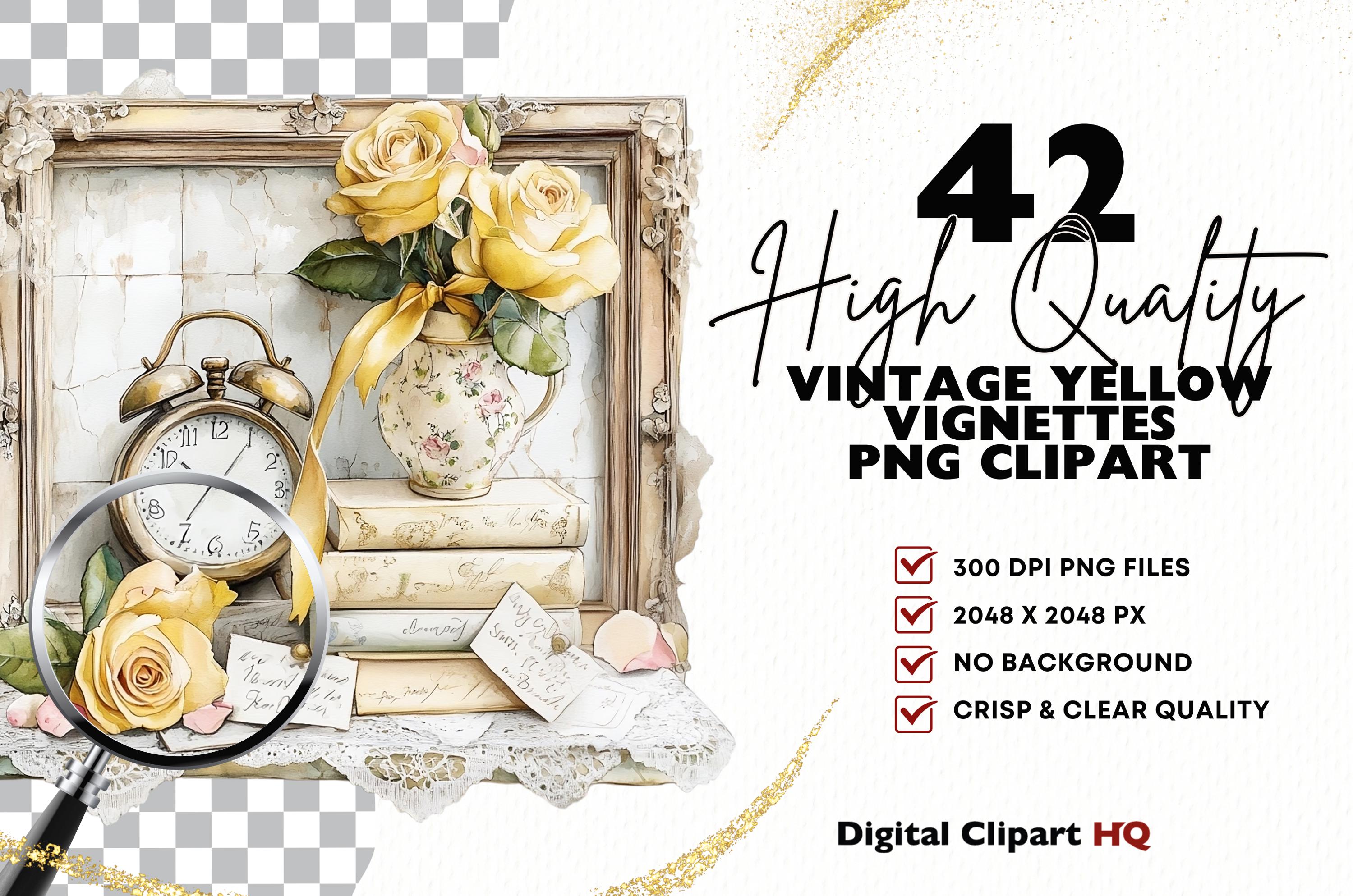 Vintage Yellow Vignettes PNG Clipart Commercial Use Shabby Chic ...
