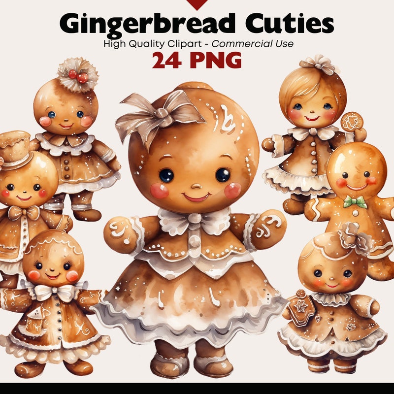 Gingerbread Girls Clipart - Etsy