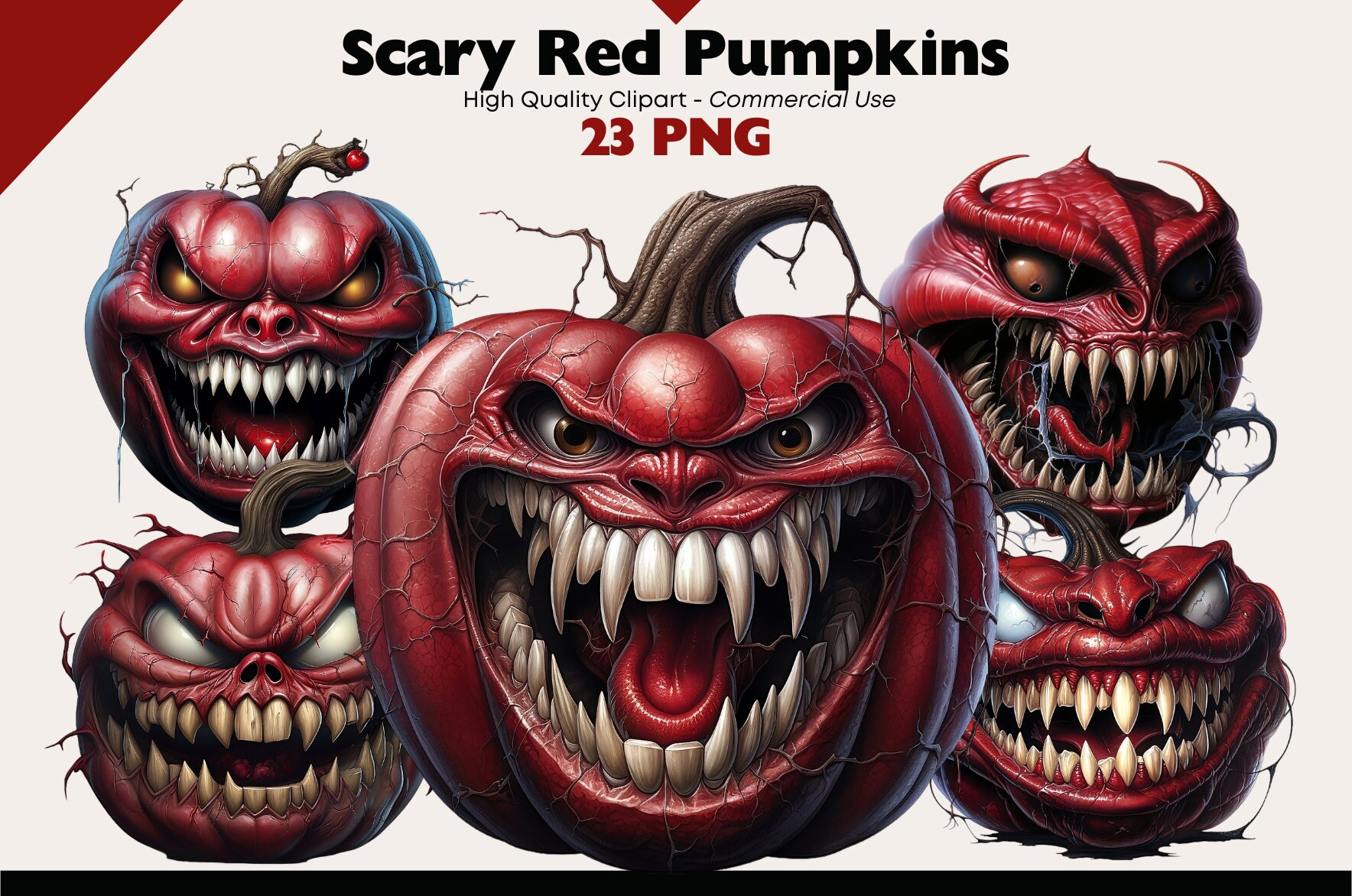 Scary Pumpkin Clipart, Gourds Digital Download, PNG Pumpkin, Halloween ...