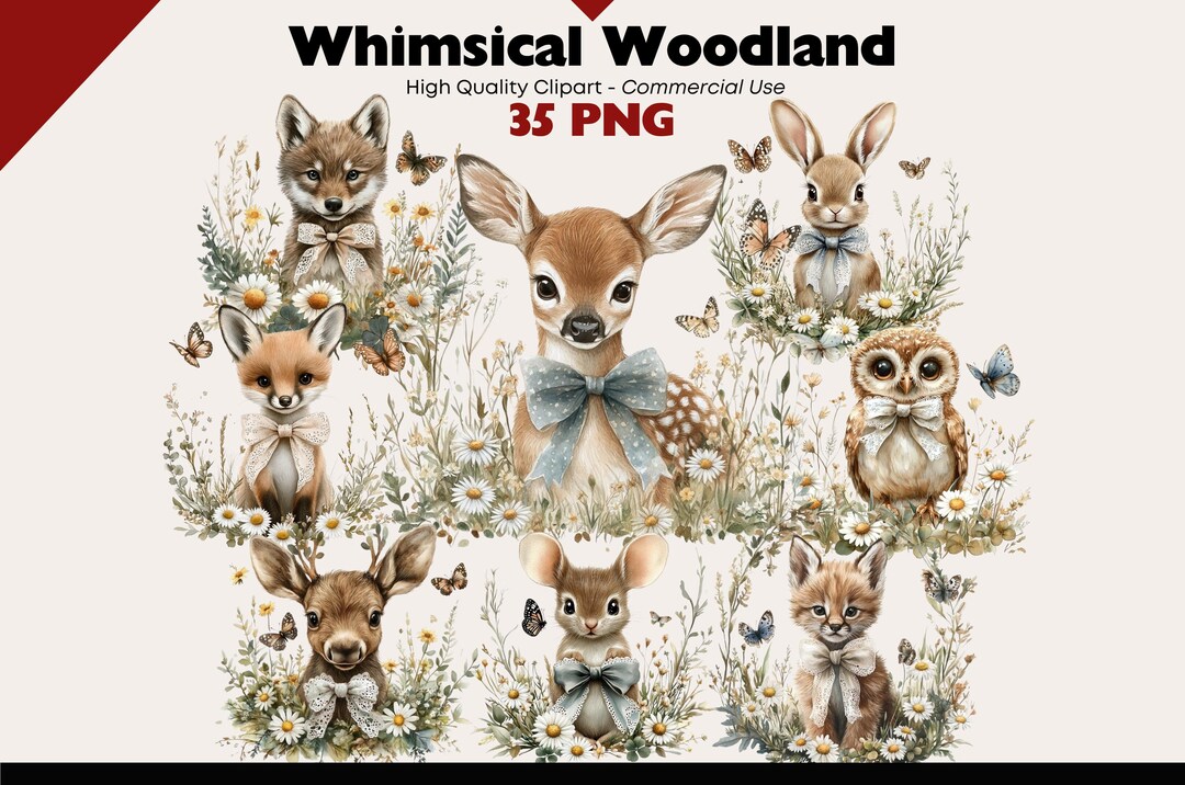 Woodland Animals Clipart Bundle Whimsical Forest Creatures PNG Baby ...