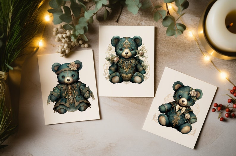 Vintage Teddy Bear Clipart Bundle, Magical Bear Watercolor, Cute Teddy ...