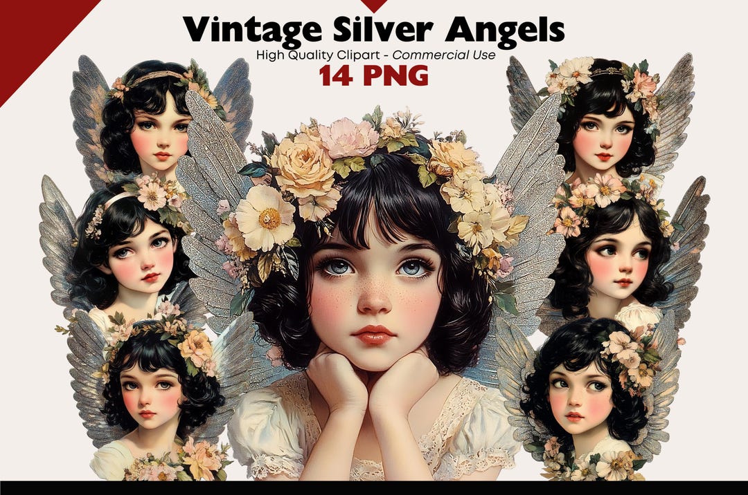 Vintage Angels Clipart Bundle Watercolor Victorian Angels PNG Holiday ...