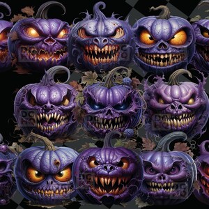 Halloween Pumpkin Clipart, Jack O Lantern Digital Download, Purple ...