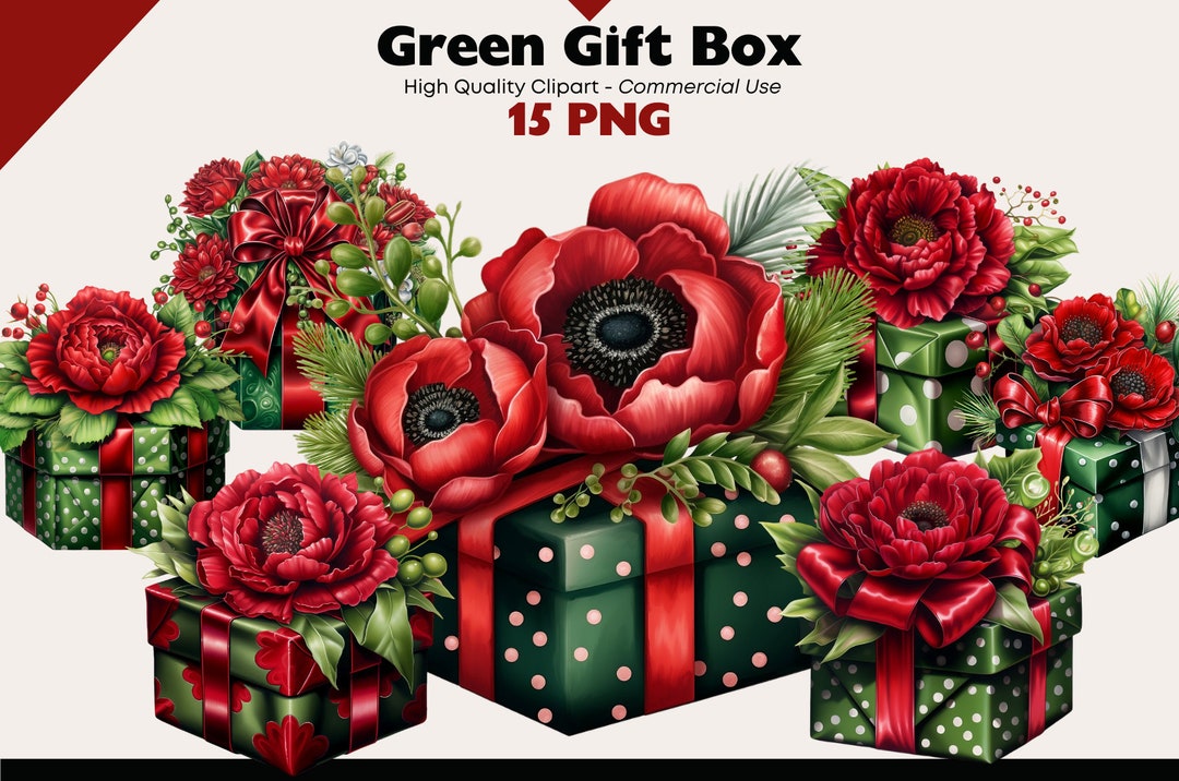 Christmas Gift Box Clipart Bundle Present PNG Watercolor Graphics ...