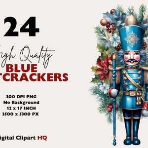 Christmas Nutcracker Clipart Bundle, Blue Nutcrackers Watercolor, Cute ...