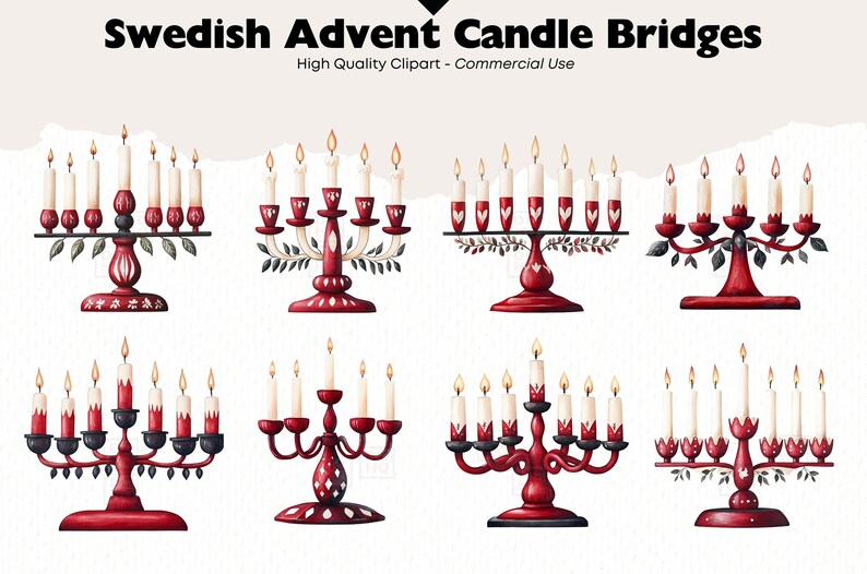 Swedish Advent Candle Bridge Clipart PNG, Scandinavian Christmas Lights ...