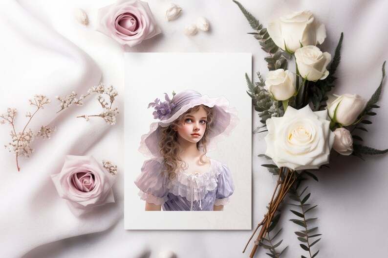 Cute Victorian Girls Clipart Vintage Watercolor Clipart - Etsy