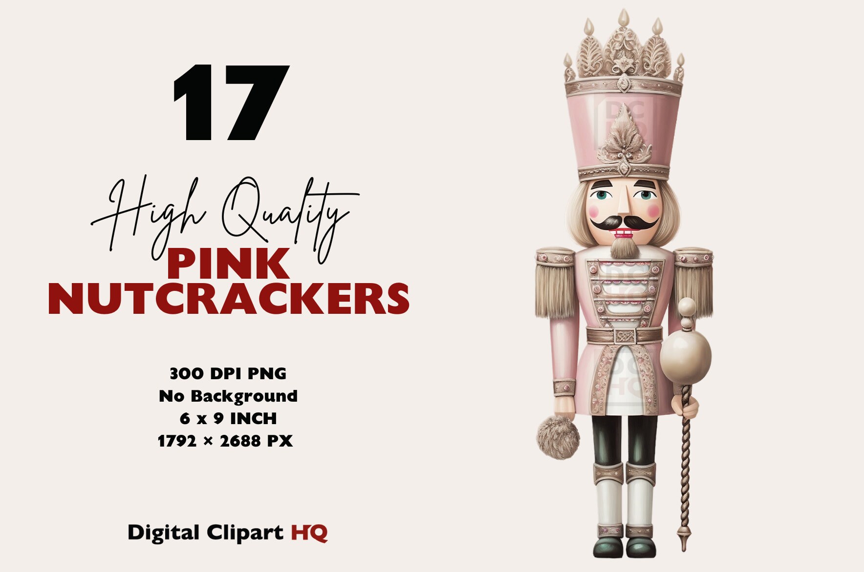 Pink Christmas Nutcracker Clipart Set, Yuletide Watercolor, Cute ...