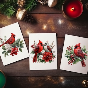 Christmas Red Cardinal Clipart Bundle, Winter Bird Watercolor, Two ...