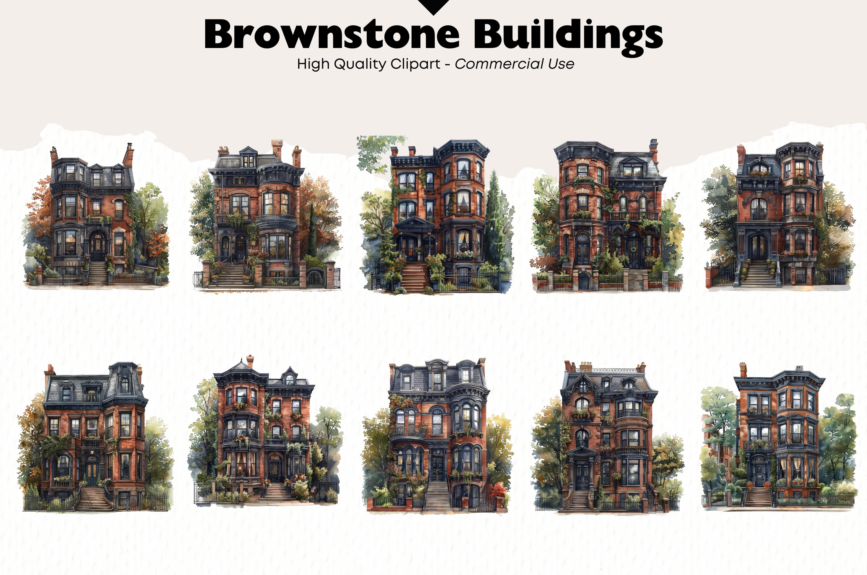 Brownstone Building Clipart Bundle Manhattan Apartment Buildings ...