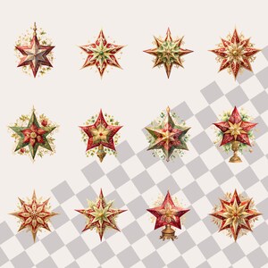 Christmas Star Clipart Bundle, Christmas Ornaments Watercolor, Cute ...