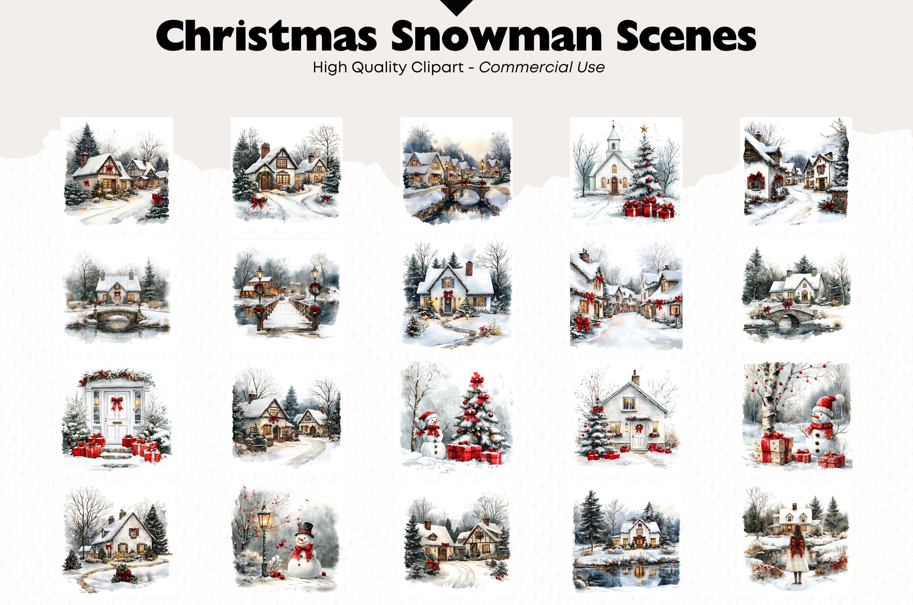 Winter Scenes Clipart Bundle Snowy Landscapes Graphics Digital Download ...