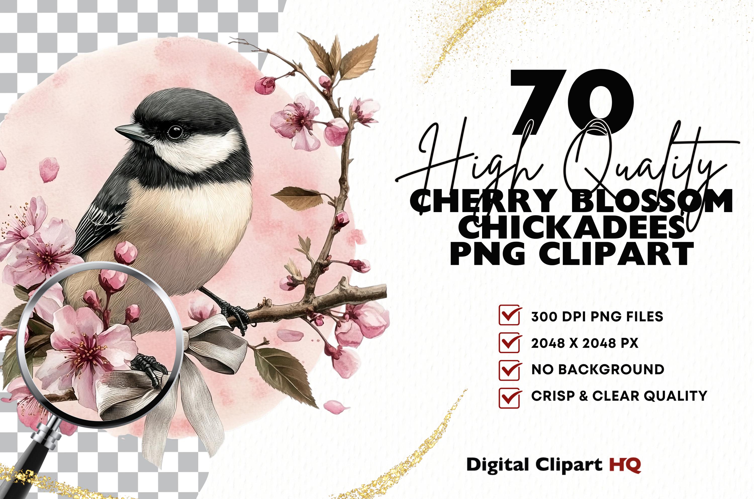 Cherry Blossom Chickadees Clipart – 70 Romantic Spring Bird Pngs for ...