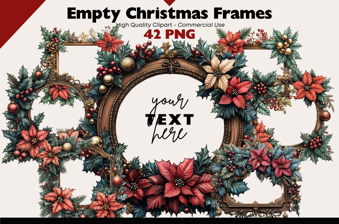 Christmas Frames Clipart Bundle Winter Decoration PNG Watercolor ...
