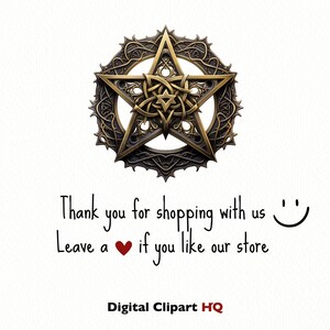 Black and Gold Pentagram Clipart Bundle, Pentacle PNG, Pegan Watercolor ...