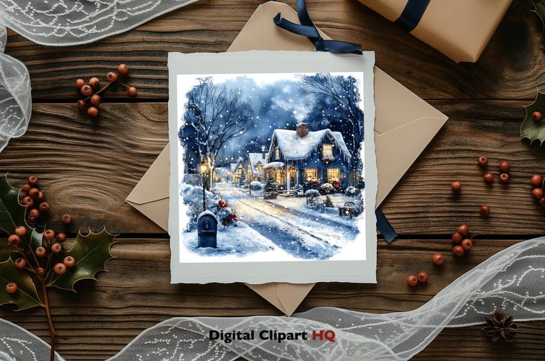 Winter Scenes Clipart Bundle Snowy Landscapes Graphics Digital Download ...