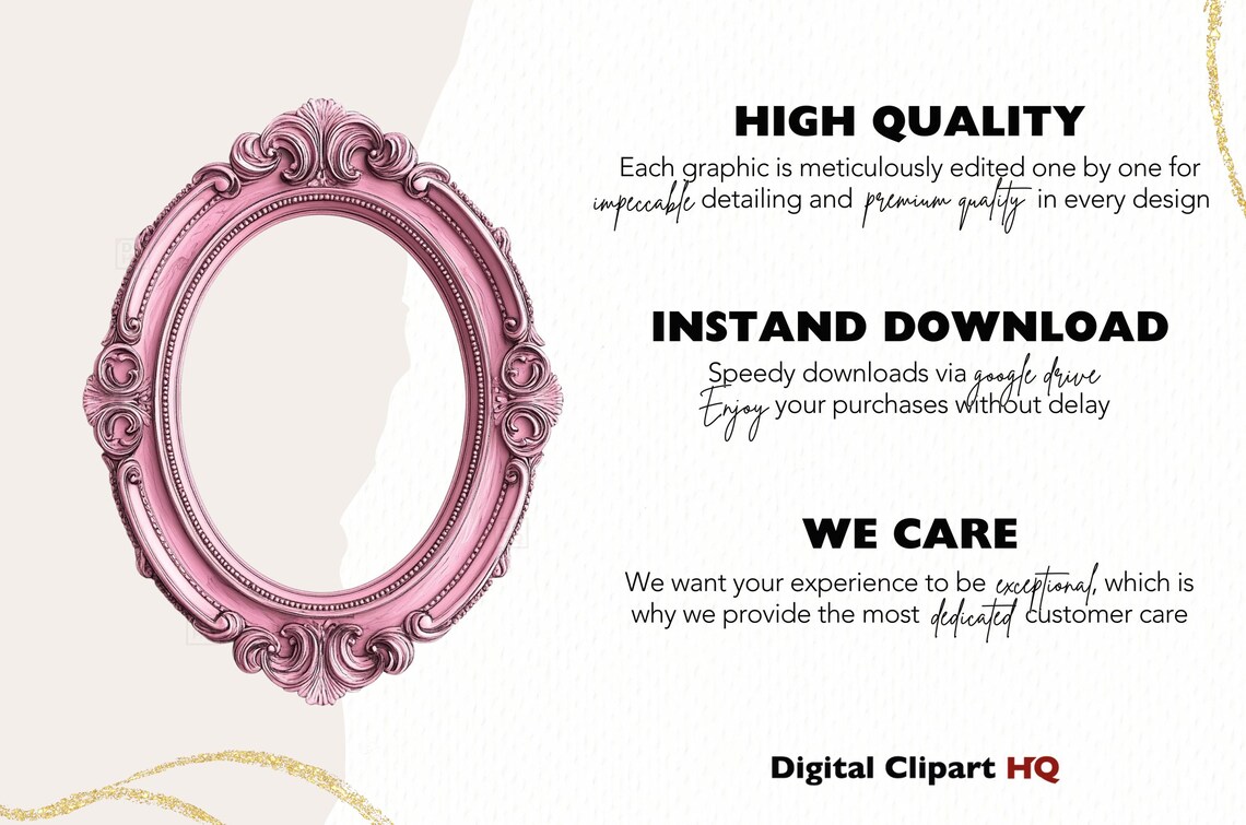 Pink Victorian Frame Clipart Bundle Ornate Vintage Empty Borders ...