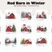 45 Winter Red Barn Scenery JPEG Graphics Commercial Use Snowy ...