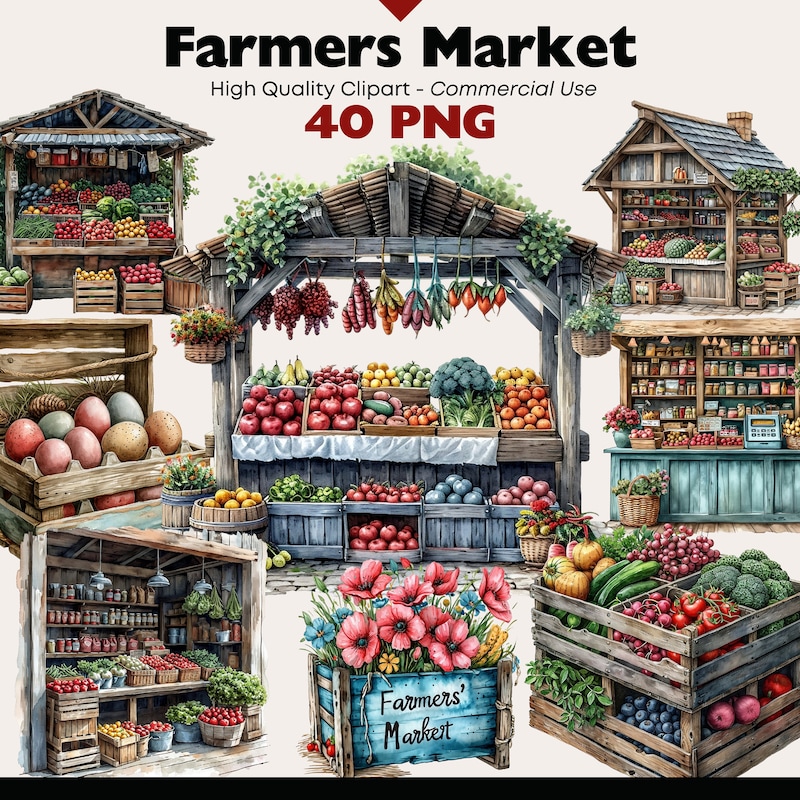 Farmers Market Clipart - Etsy