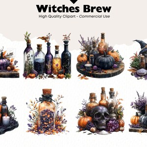 Witches Brew Clipart Bundle Watercolor Magic Potion Graphics PNG ...