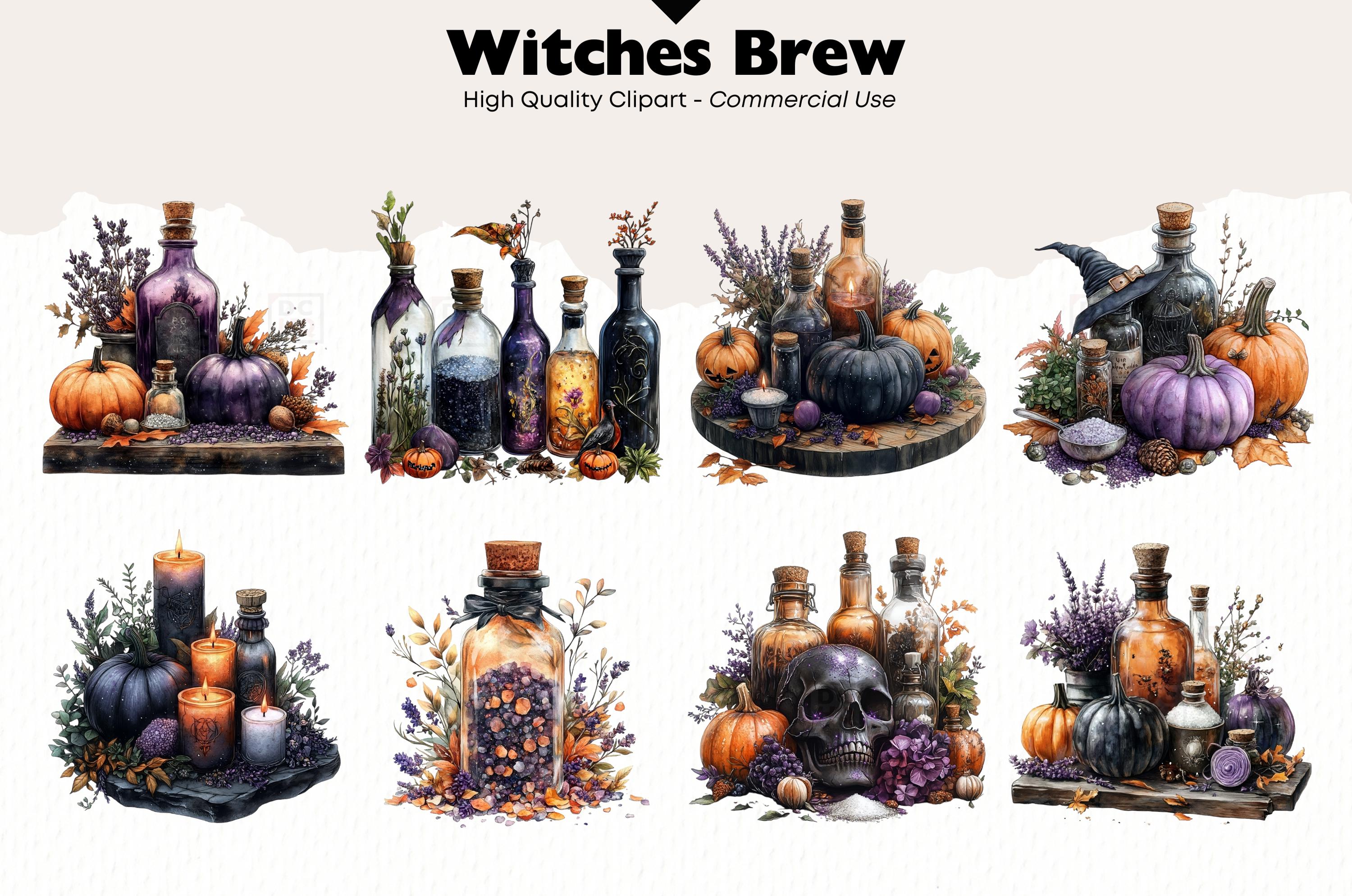 Witches Brew Clipart Bundle Watercolor Magic Potion Graphics PNG ...