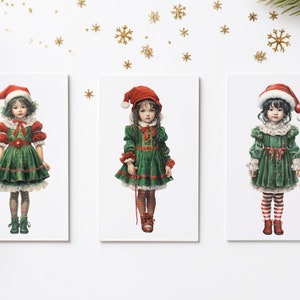 Christmas Elf Girls Clip Art Bundle, Santa's Little Helper PNG, Vintage ...