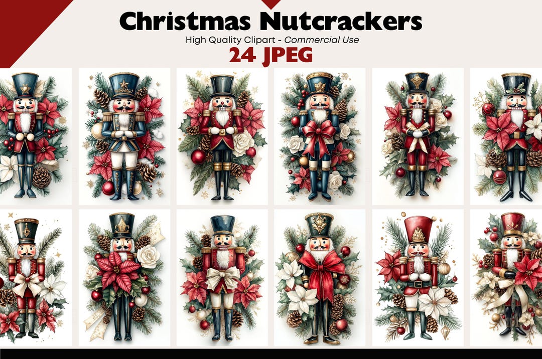 Christmas Nutcrackers Clipart Bundle Snowy Landscapes Graphics Digital ...