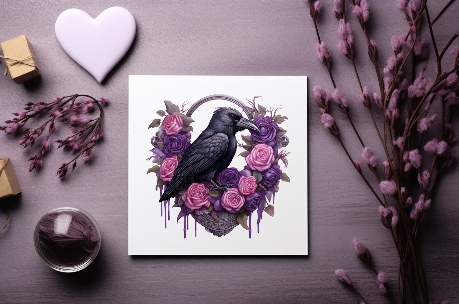 Purple Rose Raven Clip Art, Raven PNG, Corby PNG, Black Bird Clipart ...