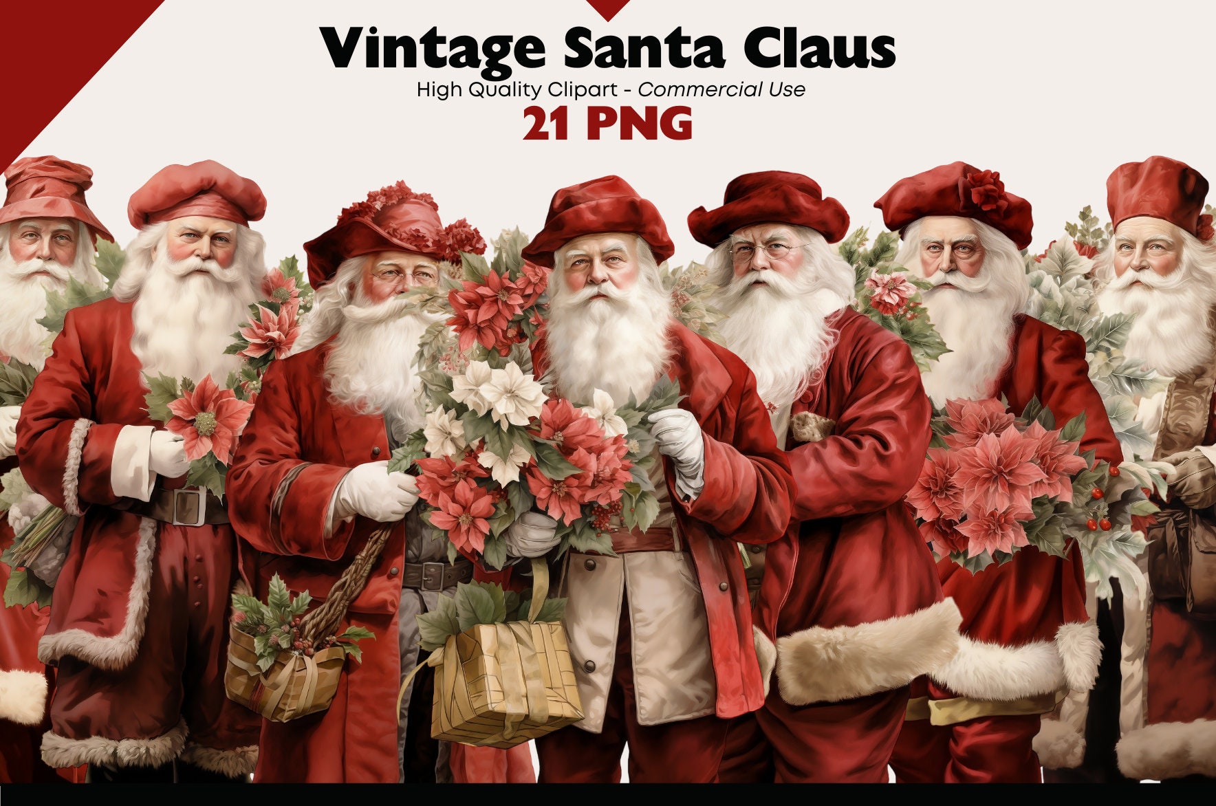 Vintage Santa Clipart Bundle Christian Watercolor Vintage - Etsy