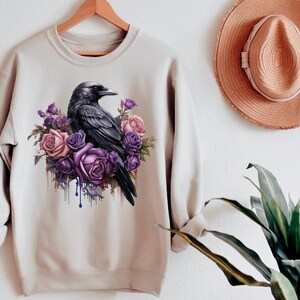 Purple Rose Raven Clip Art, Raven PNG, Corby PNG, Black Bird Clipart ...